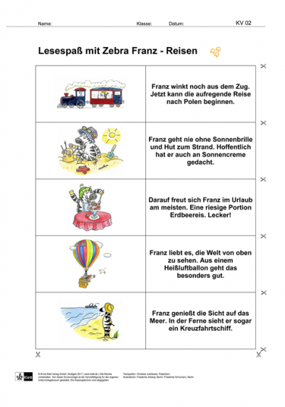 Differenzierte Lesetexte mit Franz Zebra – Reisen + Reisetagebuch für ...